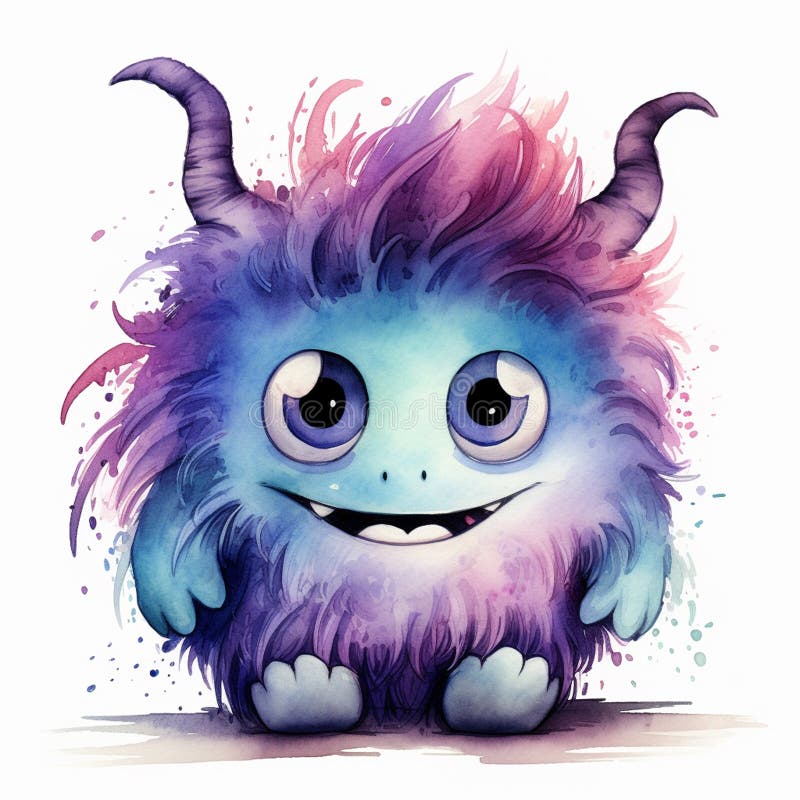 Wild Watercolor Monster Running through the Woods Stock Illustration ...