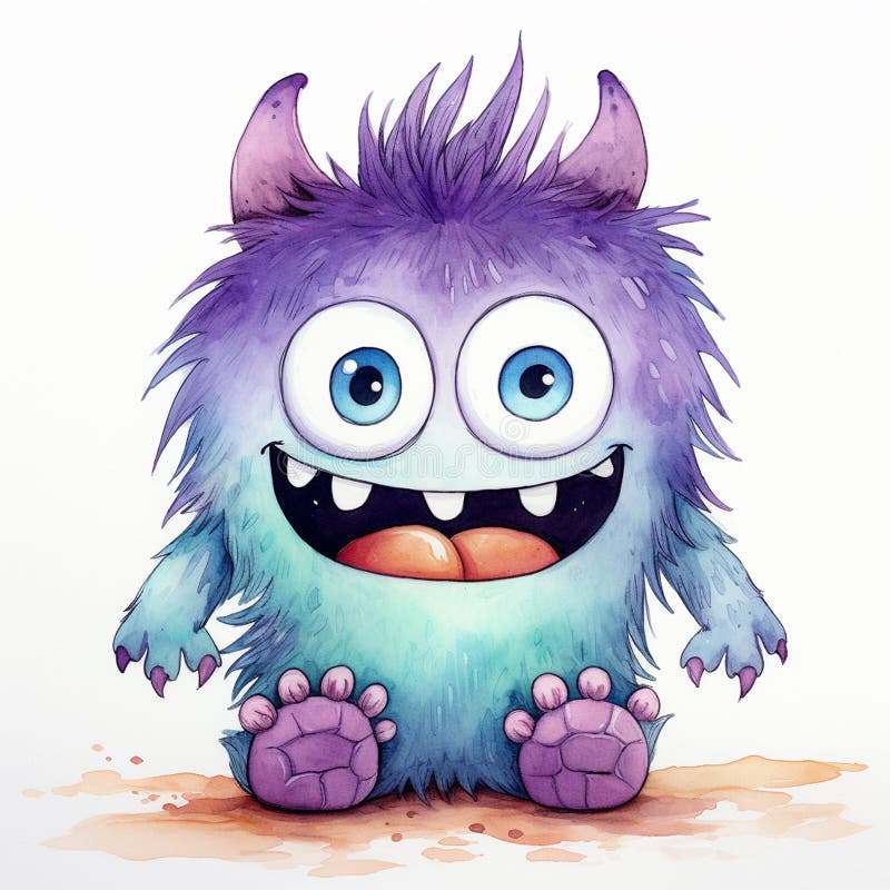 Wild Watercolor Monster Running through the Woods Stock Illustration ...