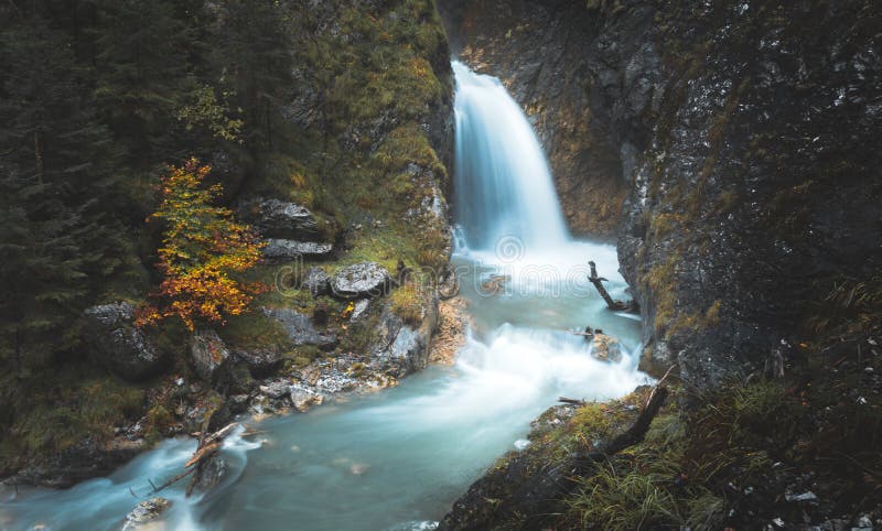 Wild Waterfall in the Mountain Range Stock Photo - Image of berge ...