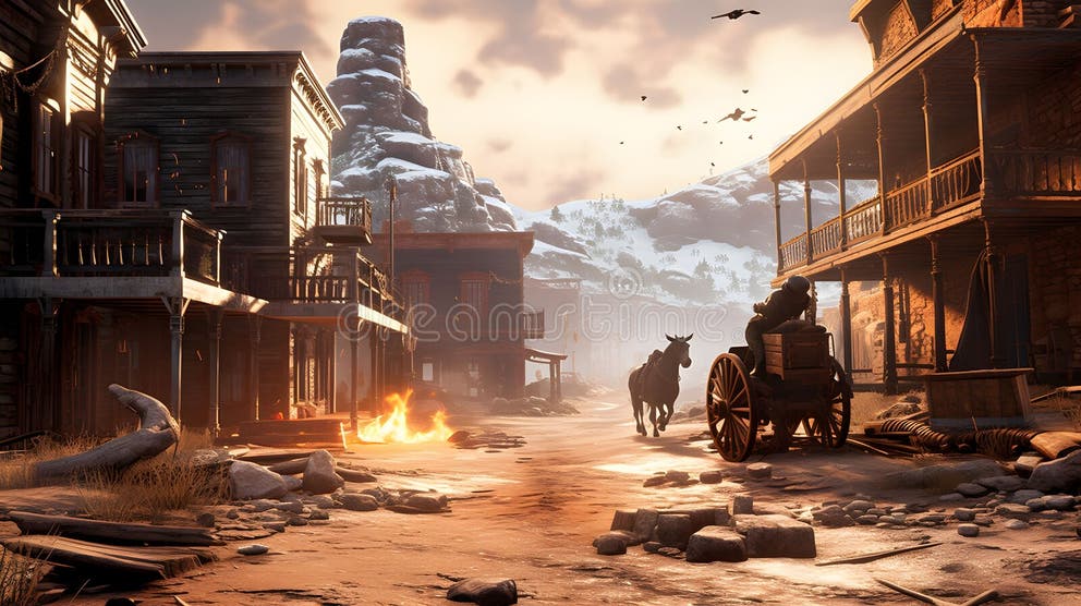 Wild west environment stock photo. Image of road, fire - 299575762