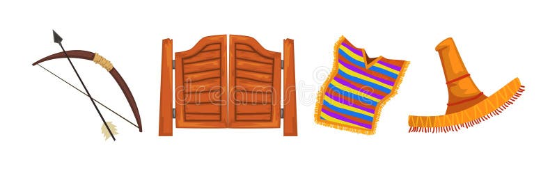 Wild West Authentic Object and Symbol Vector Set Stock Illustration ...