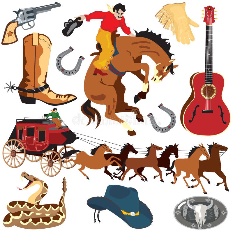 Wild West Clipart icons stock vector. Illustration of skull - 12960452