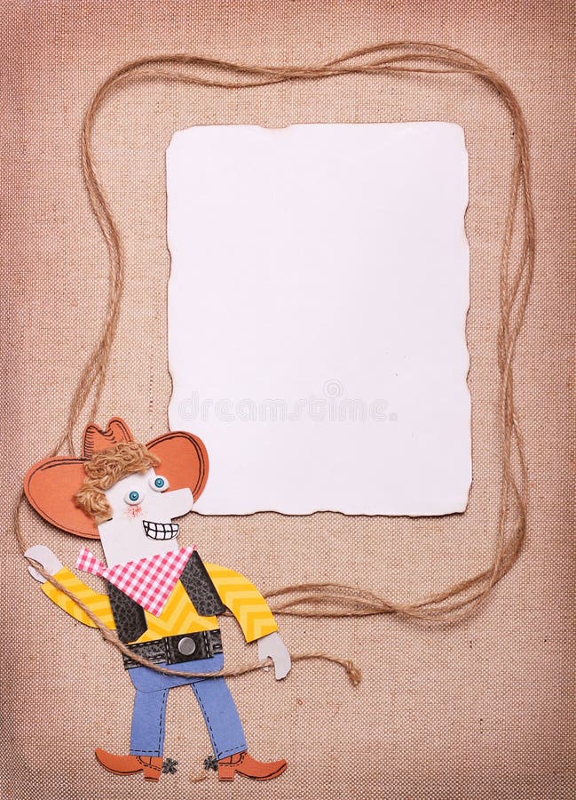 Wild West Cowboy with Lasso on Paper Background. Paper Cut Application ...