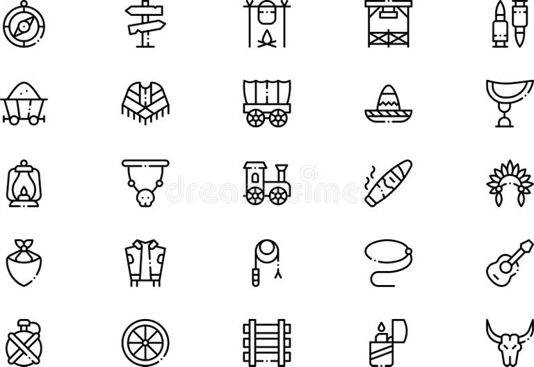 Wild West Icons Collection is a Vector Illustration with Editable ...