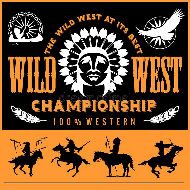 Wild West. Native American Chief Head Illustration. Design Elements for ...