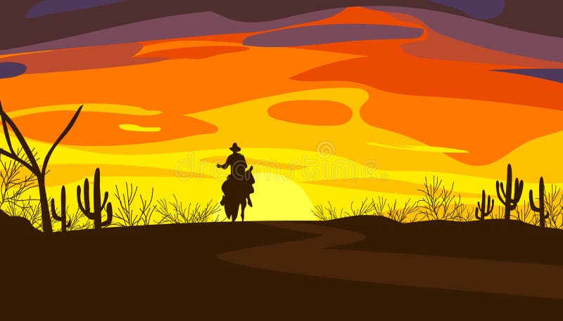 Wild West Sunset Background Stock Illustrations – 1,023 Wild West ...