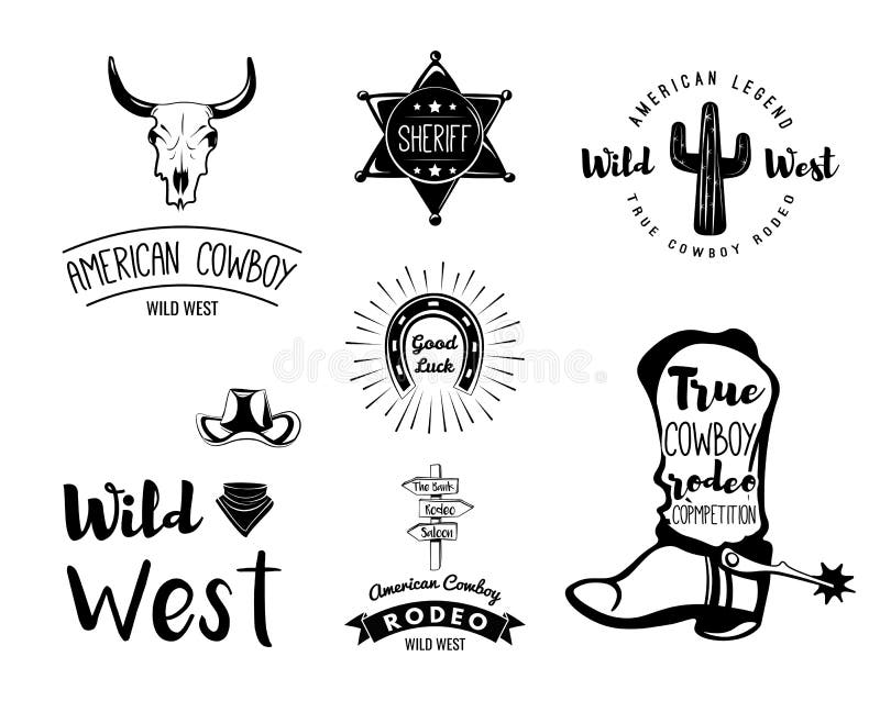 Wild West. Set of Vintage Rodeo Emblems, Labels, Logos, Badges Stock ...