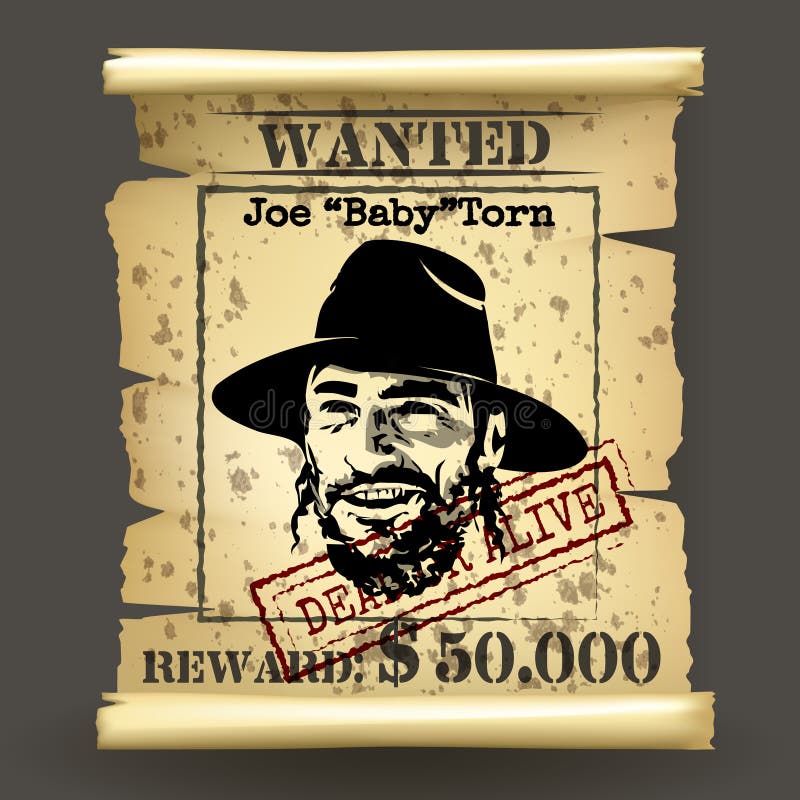 Wild West Bounty or Wanted Paper Stock Vector - Illustration of outlaw ...