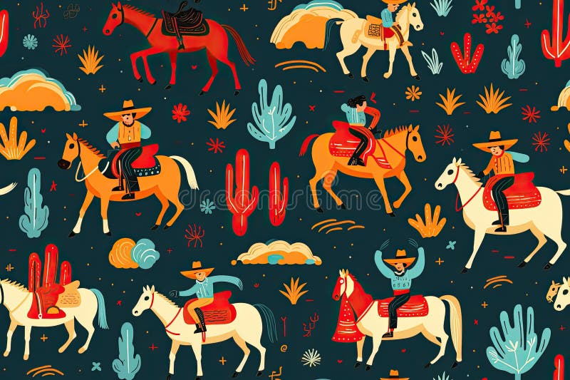 Wild West Theme in Patterns. in Unexpected Color Palettes. on a Dark ...