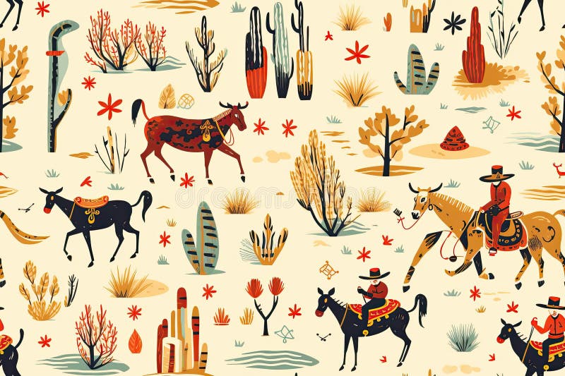 Wild West Theme in Patterns. in Unexpected Color Palettes. on a Dark ...