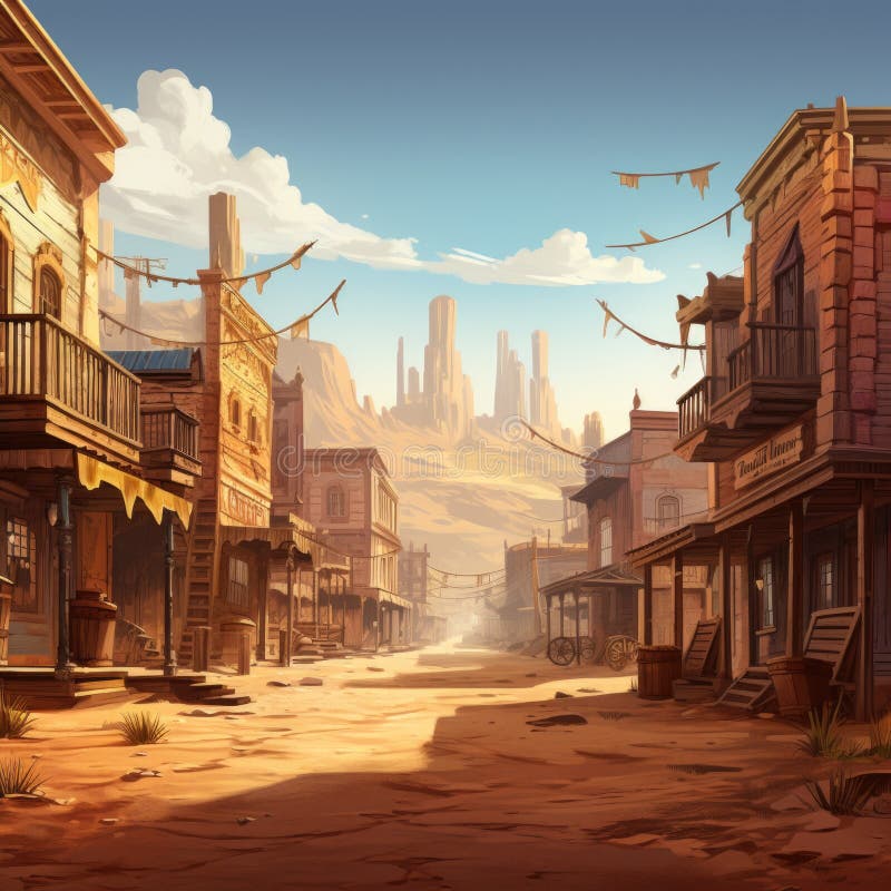 Wild West Town Illustration Stock Illustration - Illustration of vector ...