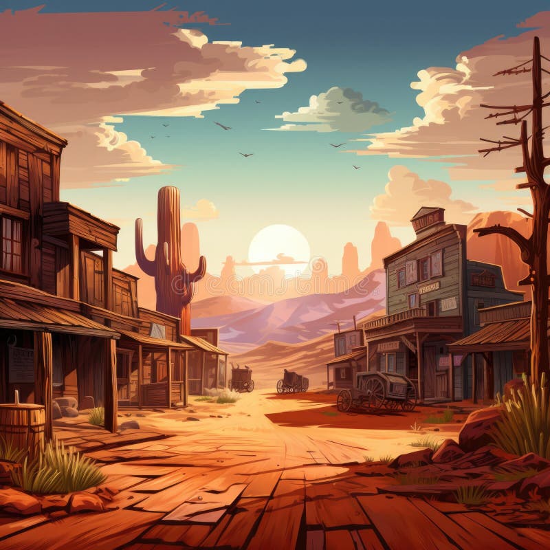 Wild West Town Illustration Stock Illustration - Illustration of rustic ...