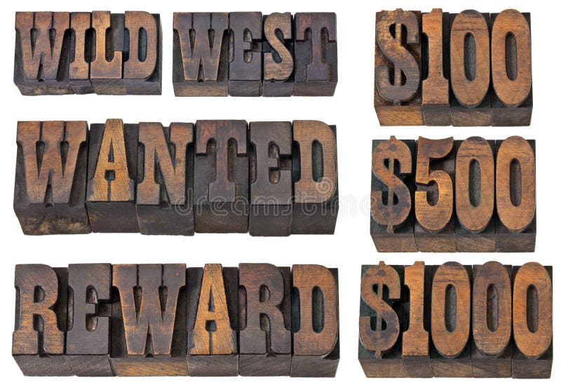 Wild West, Wanted and Reward Stock Photo - Image of text, dollar: 24230700