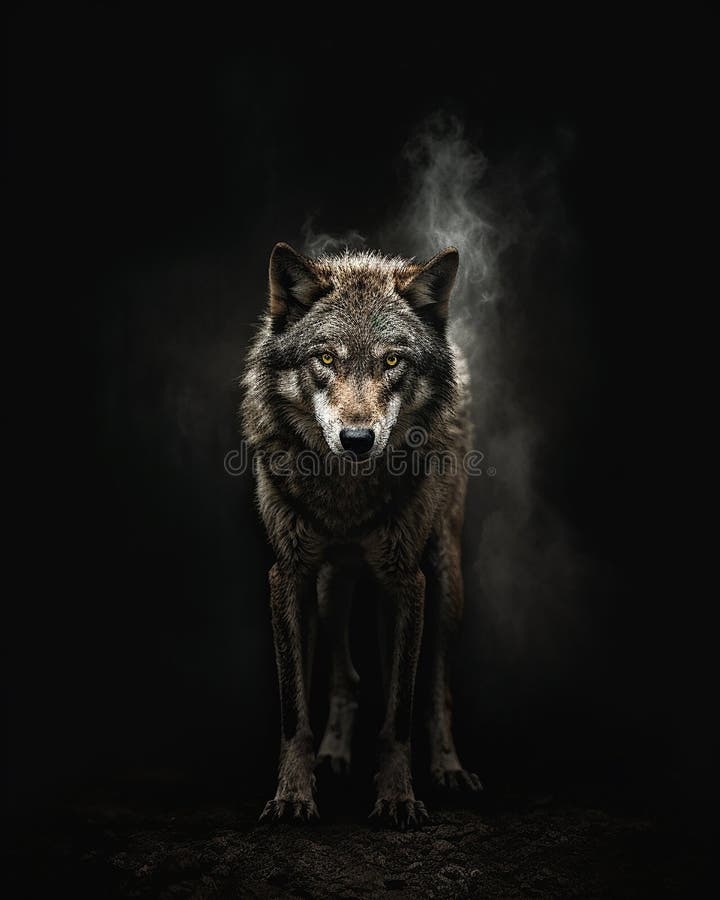 A Wild Wolf on a Black Background Stock Illustration - Illustration of ...