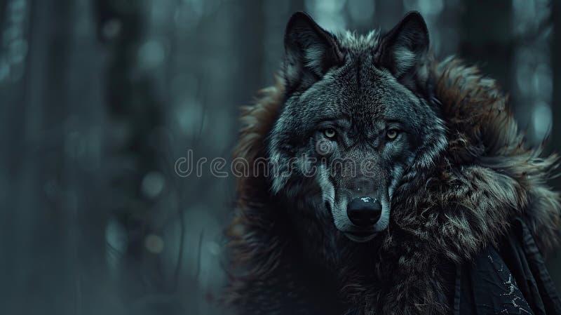 Wild Wolf, Fierce Predator in Mysterious Garb. Generative Ai Stock ...