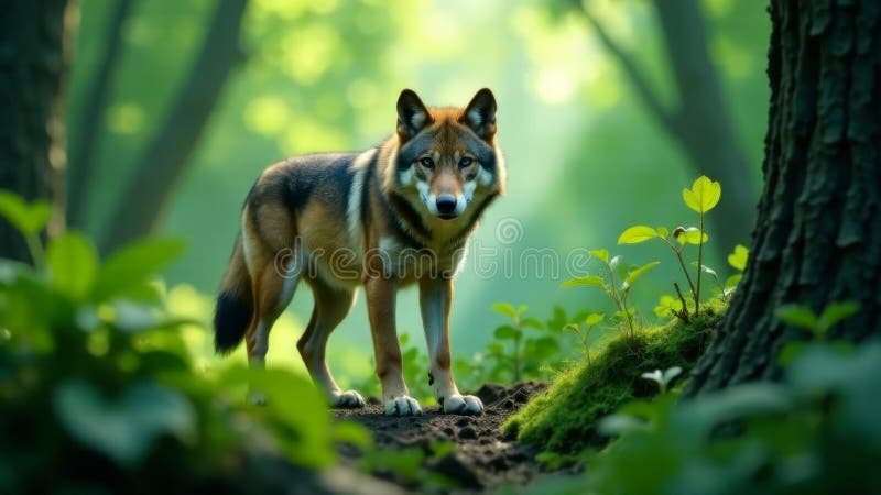 Wild wolf in the jungle stock photo. Image of handdrawn - 370385294