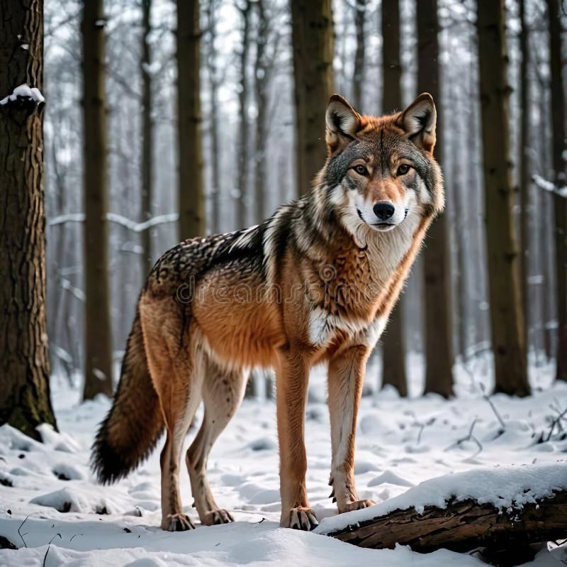 A Wild Wolf in a Snowy Silent Forest Stock Photo - Image of wolf, wild ...