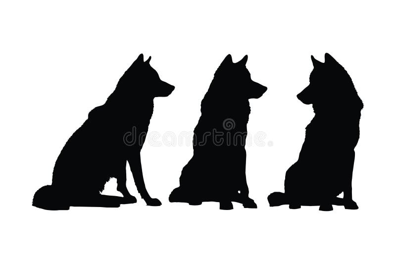 Wild Wolves Sitting in Different Positions. Wolf Full Body Silhouette ...