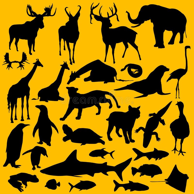 De Silhouetteninzameling Van Dieren Vector Illustratie - Illustration ...