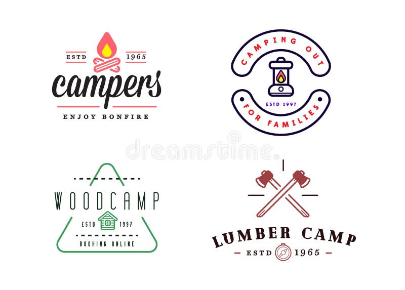Wilderness Camping Logo Templates. Sign Design with Elements and ...