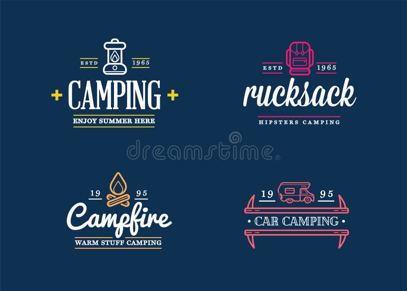 Wilderness Camping Logo Templates. Sign Design with Elements and ...
