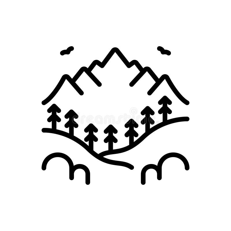 Black Line Icon for Wilderness, Wilds and Trees Stock Illustration ...