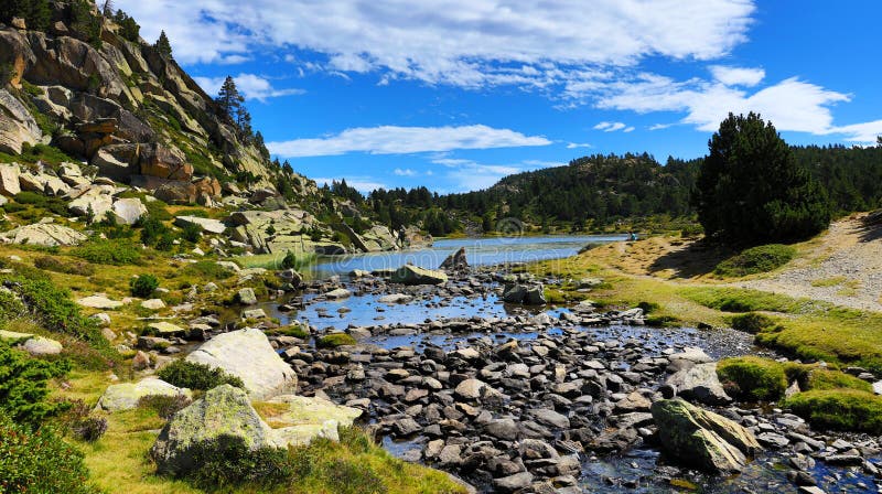 Wilderness Landscape with River and Mountain Stock Image - Image of ...