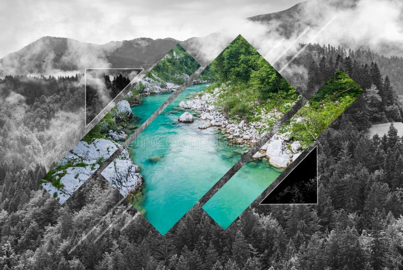 Wilderness in Mountains, Poly Scape Landscape. Stock Photo - Image of ...