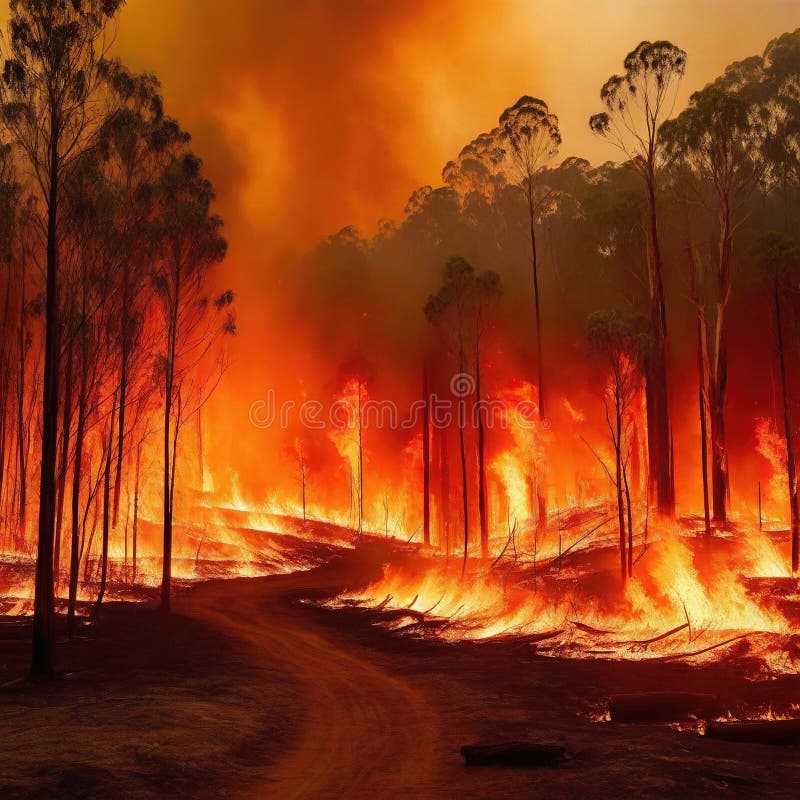 Wildfire in the Australian stock illustration. Illustration of weather ...