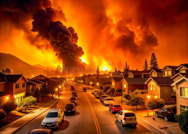 Wildfire Burning Forest Generative Ai Stock Illustration - Illustration ...