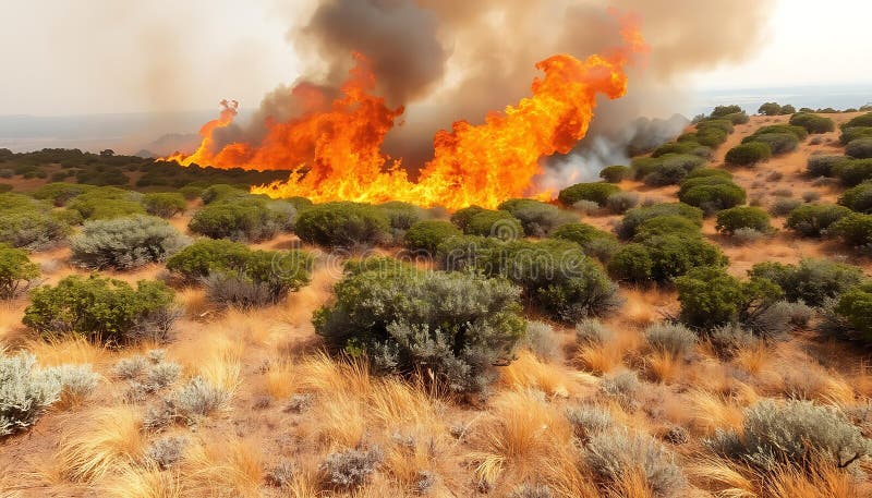 Wildfire Burning Landscape Nature, Destructive Fire and Environmental ...