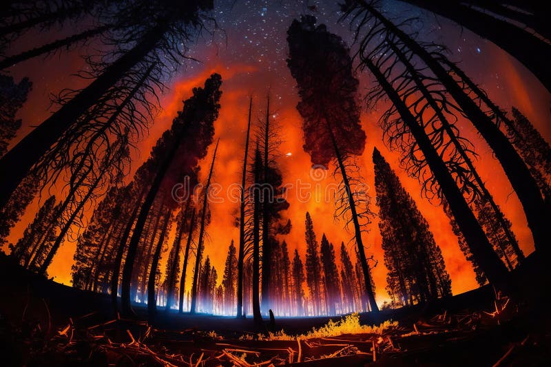 Wildfire Burns Ground in Forest. Generative AI Stock Illustration ...