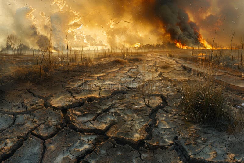 Wildfire and Environmental Destruction Landscape. Stock Image - Image ...