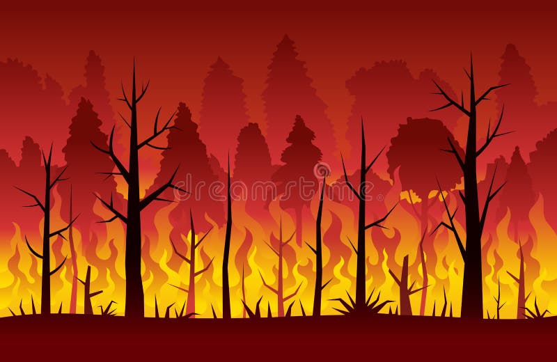 Wildfire, Forest Fire, Background Stock Vector - Illustration of rural ...
