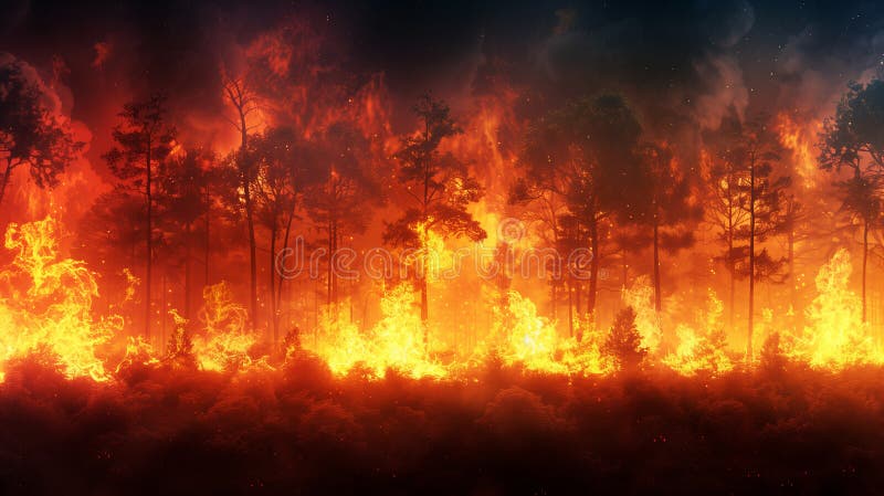 Wildfire in Forest Natural Catastrophe,uncontrolled Fire Stock ...