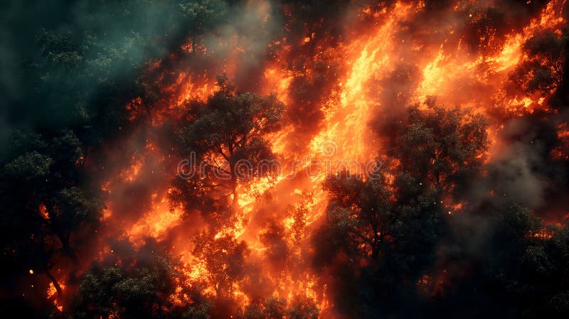 Wildfire in Forest Natural Catastrophe,uncontrolled Fire Stock ...