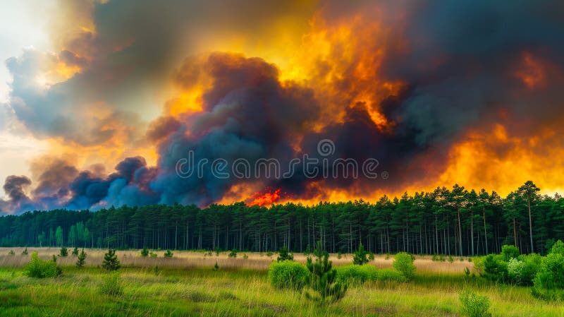 Wildfire or Forest Fire, Bushfire Uncontrolled Fire that Burns in Wild ...