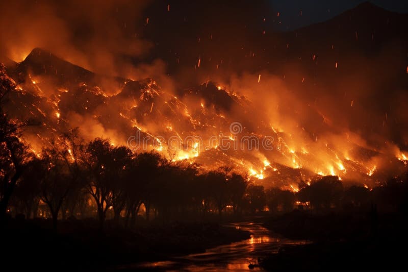 Wildfire Forest Fire Engulfs Woods Fire Spreads Wildly Stock ...
