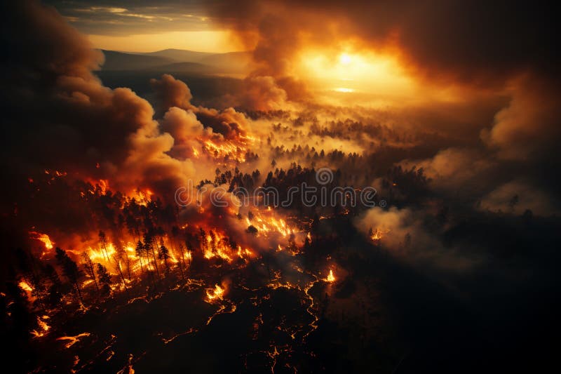 Wildfire in Forest Natural Catastrophe,uncontrolled Fire Stock ...