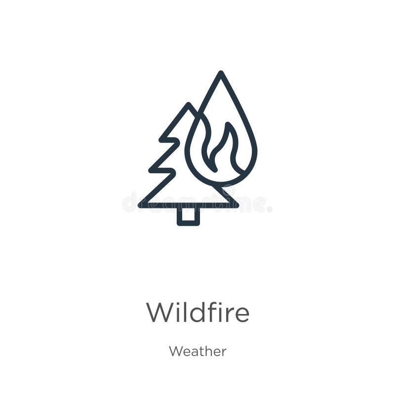 Wildfire Icon. Thin Linear Wildfire Outline Icon Isolated on White ...