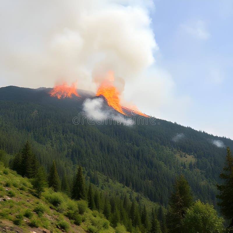 Wildfire at a mountain stock photo. Image of orange - 360752346