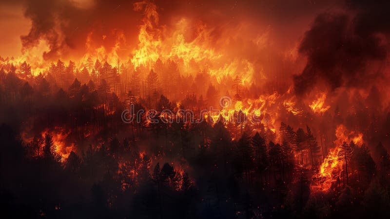 Wildfire Photo, Smoke and Bushfires in the Forest Mountain Stock ...