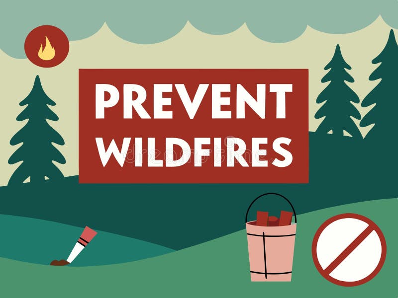 Wildfire Prevention Poster Vector Illustration Stock Vector ...