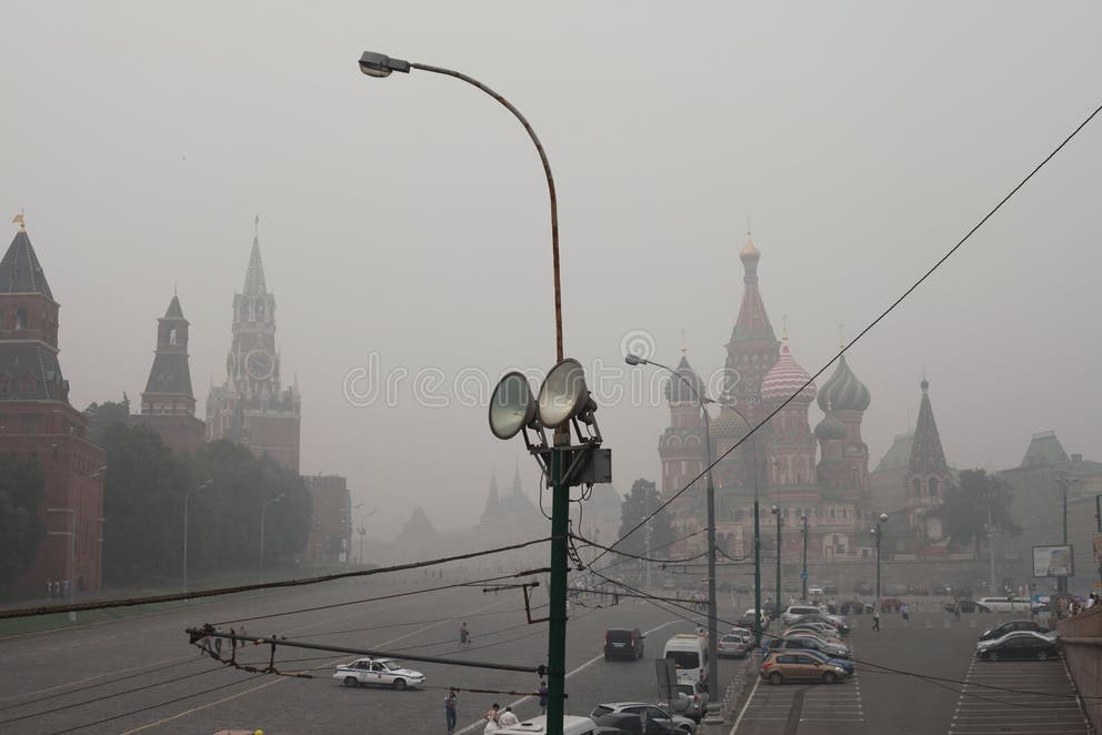 Wildfire S Smog Cover the Moscow. Editorial Image - Image of wildfire ...