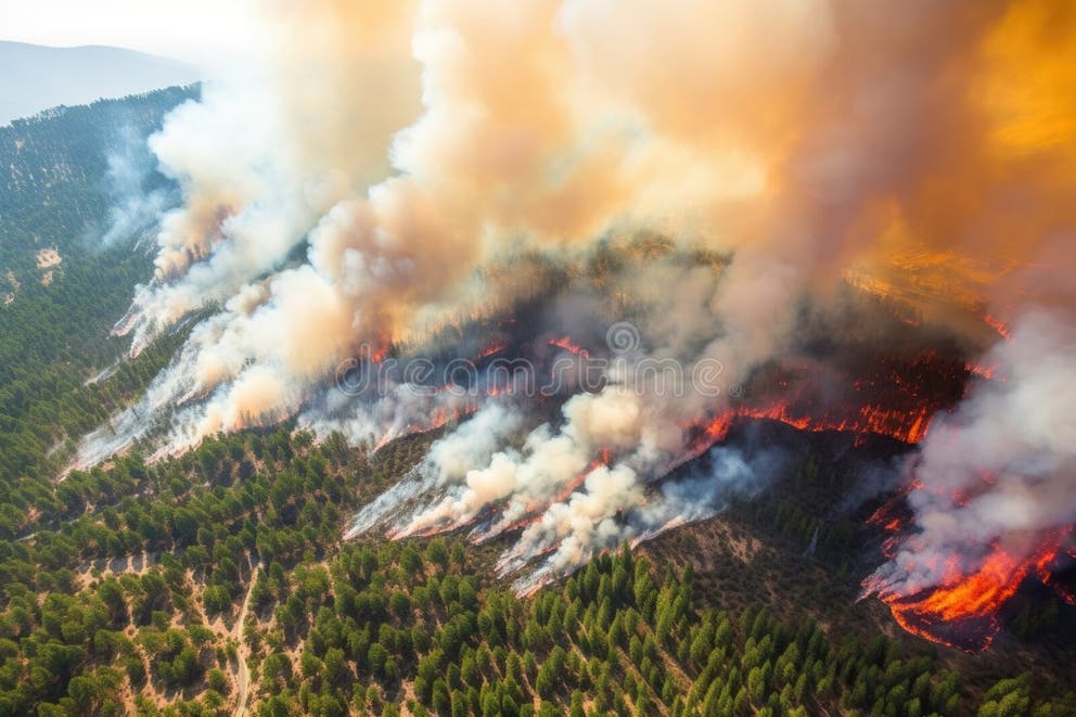 Wildfire Scene with Flames and Smoke Stock Photo - Image of nature ...