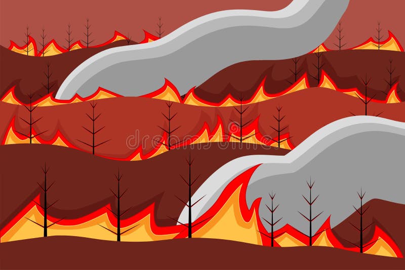 Wildfire and smoke forest stock vector. Illustration of ecology - 168442738