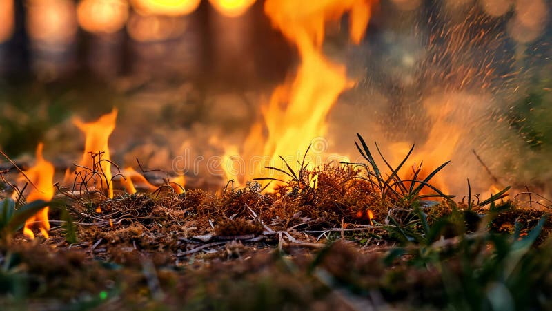 Wildfire Spreading in Forest Undergrowth with Vibrant Flames ...
