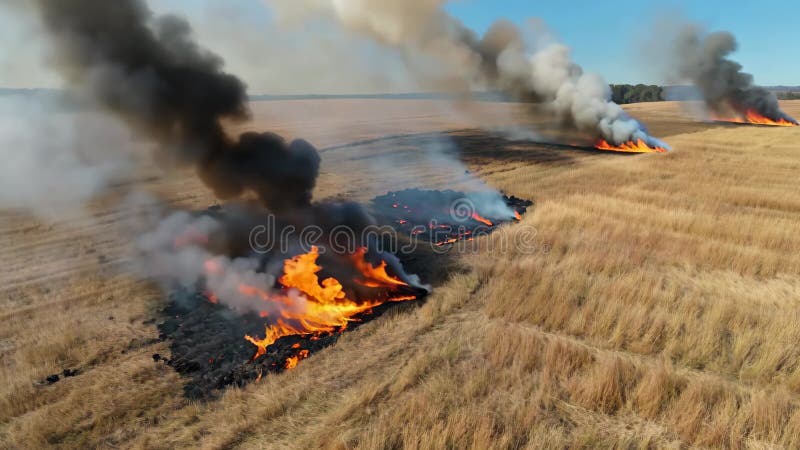 Wildfires Burning in the Fields, Generative AI Stock Footage - Video of ...