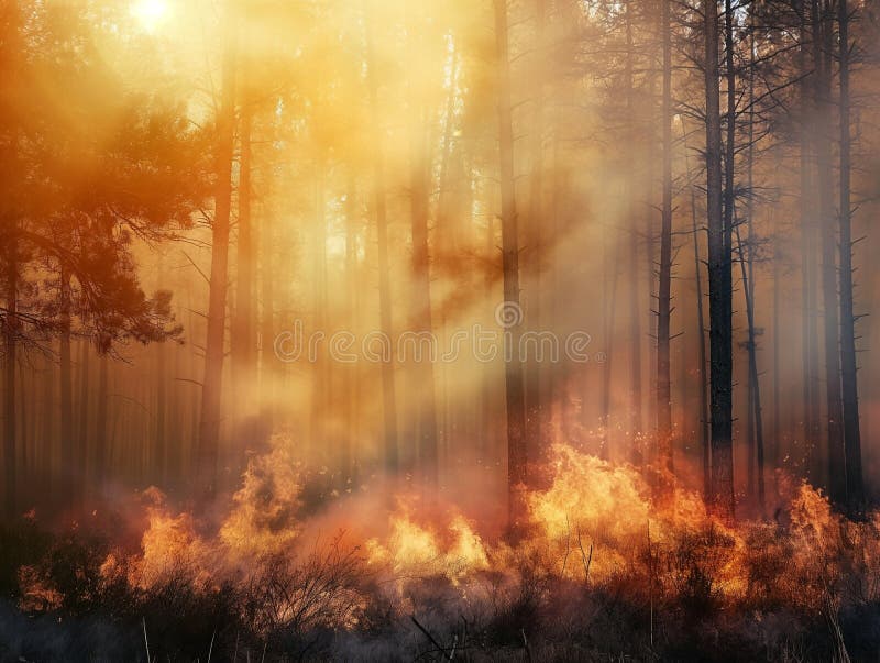 Wildfires Burning Trees with Smoke Stock Photo - Image of scenic ...
