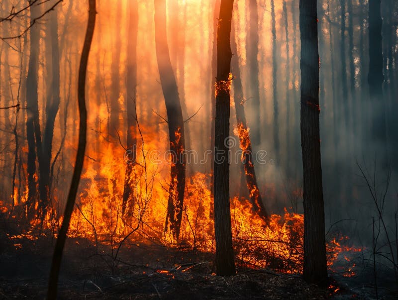 Wildfires Burning Trees with Smoke Stock Photo - Image of embers, brush ...